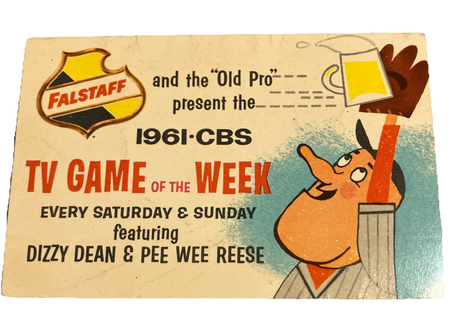 RARE 1961 Falstaff CBS TV Games Of The Week Schedule, Dizzy Dean Pee ...