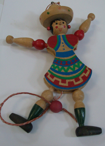 Colorful Vintage Jointed Wood Pull String Puppet - Made in Austria | eBay