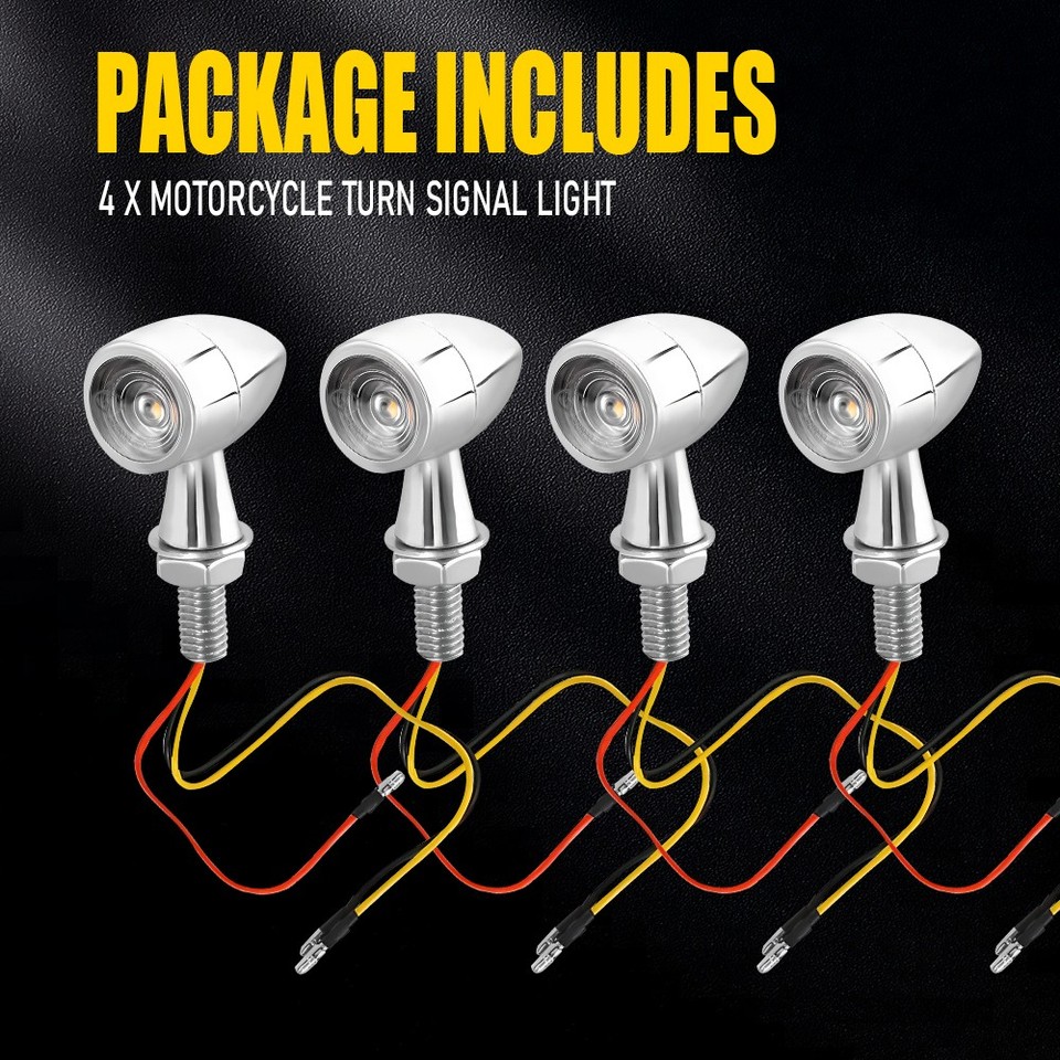 2/4X Bullet LED Motorcycle Turn Signals Amber Blinker Light Indicators ...
