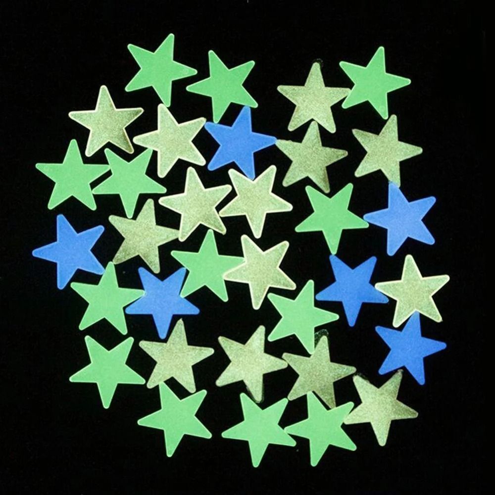 100Pcs/Set Colorful Star Luminous Wall Stickers Kids Baby Room ...