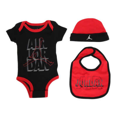 [NJ0540-023] Baby Air Jordan Bodysuit, Hat and Bib 3-PC Box Set | eBay