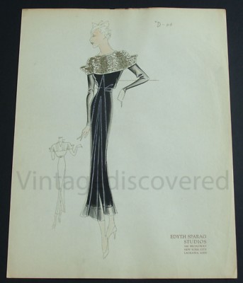 1930's Vintage Fashion Design Original Print #3 Edyth Sparag Studios | eBay