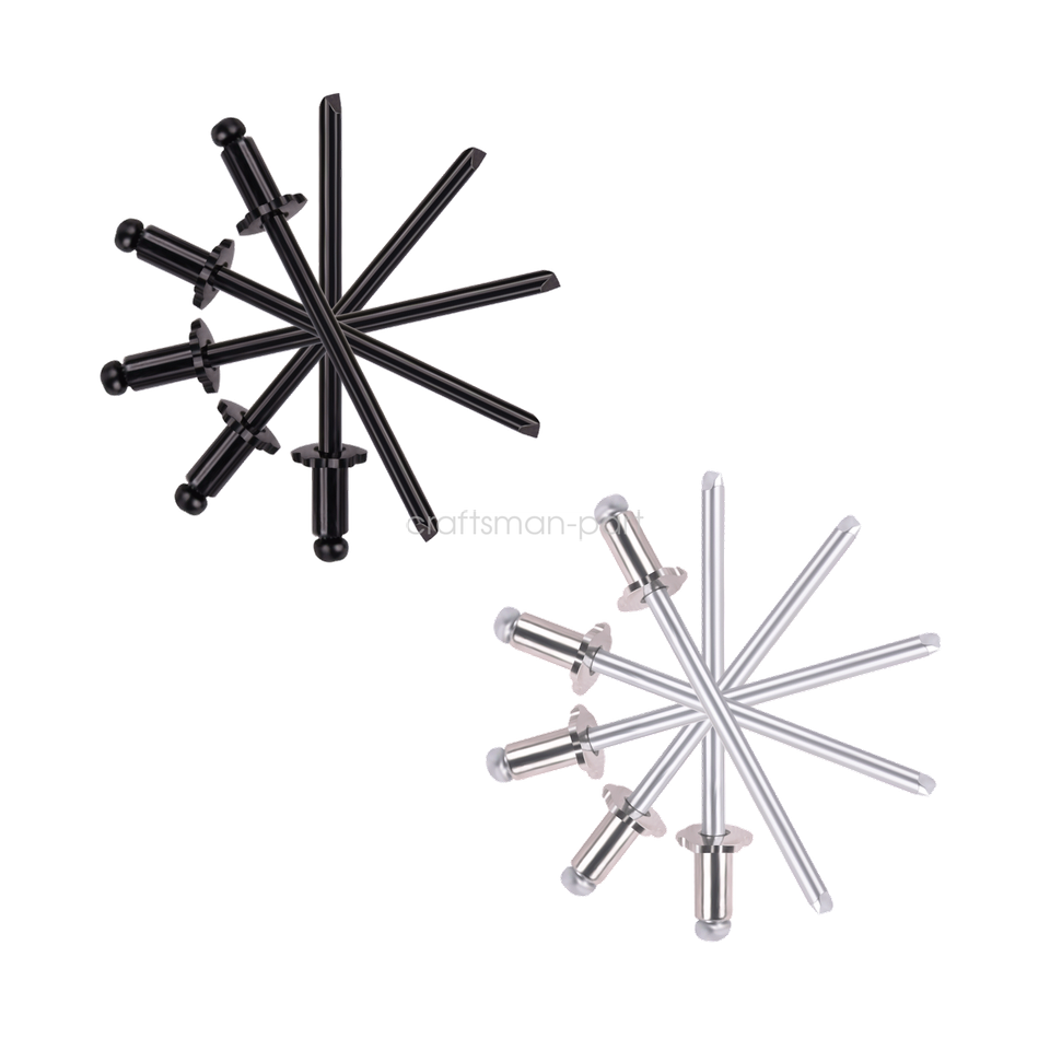 5 Silver & 5 Black Stainless Steel Rivets VIN Door Tags For Chrysler GM ...