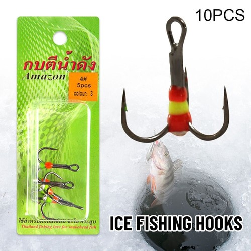Winter 6# 8# 12# 14# Tackle Tools Three-jaw Hook Carbon Steel Ice ...