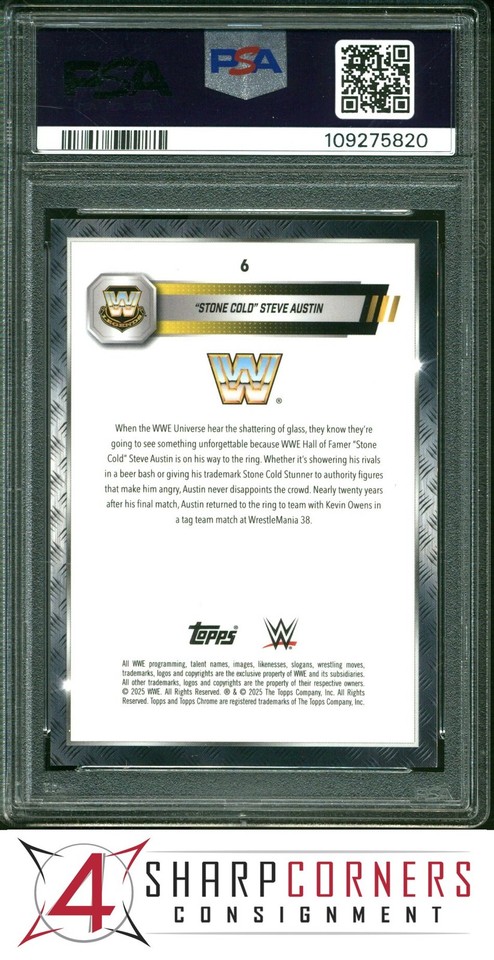 2025 TOPPS CHROME WWE ORANGE GEOMETRIC #6 "STONE COLD" STEVE AUSTIN ...