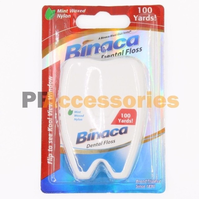 Binaca MINT Waxed Nylon Dental Floss 100 Yards BRAND Trusted Since 1890 ...