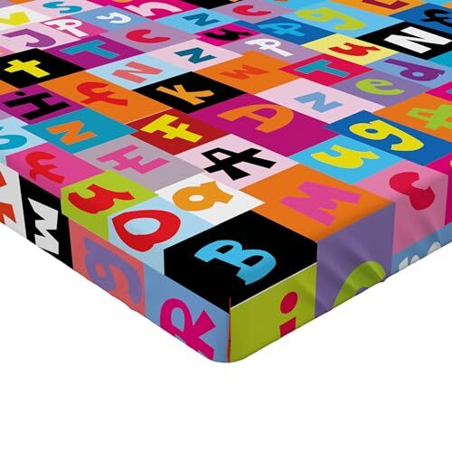 Abstract Fitted Sheet Set, Colored Alphabet 2 Pack - Twin Size Magenta ...