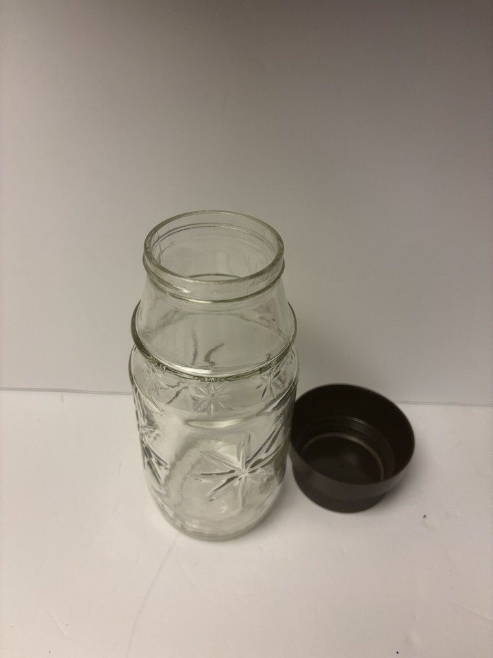 Vintage Glass Tang Jars With Plastic Lid Anchor Hocking Starburst CLEAN ...