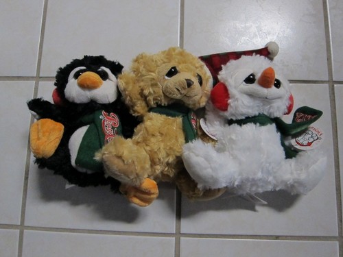 2012 PEPSI COLA HOLIDAY BUDDIES PLUSH TOYS Lot of 3 Snowman, Bear ...