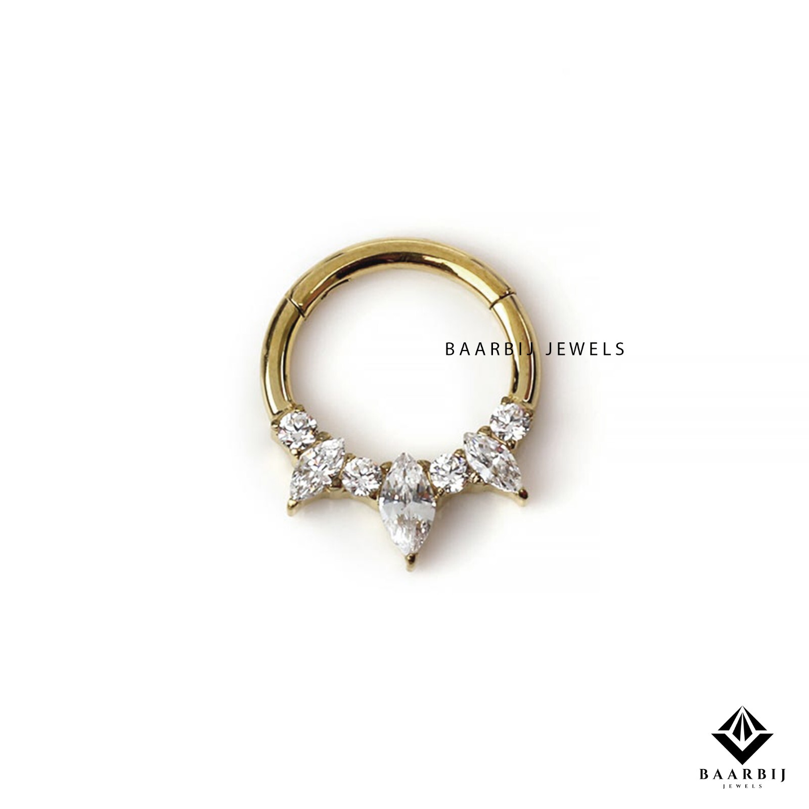 Grace 14K Solid Gold Septum Ring 16G | Dainty Septum Clicker Ring Nose ...