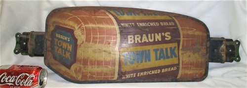 ANTIQUE BRAUN'S TOWN TALK BREAD COUNTRY BAKERY KITCHEN STORE DOOR PUSH ...