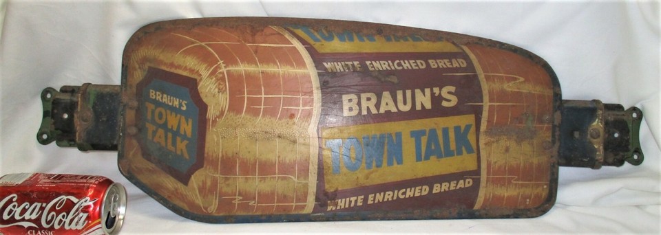 ANTIQUE BRAUN'S TOWN TALK BREAD COUNTRY BAKERY KITCHEN STORE DOOR PUSH ...