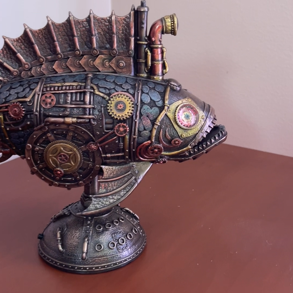 Steampunk Angler Fish Sculpture - Submarine Design with LED Periscope ...