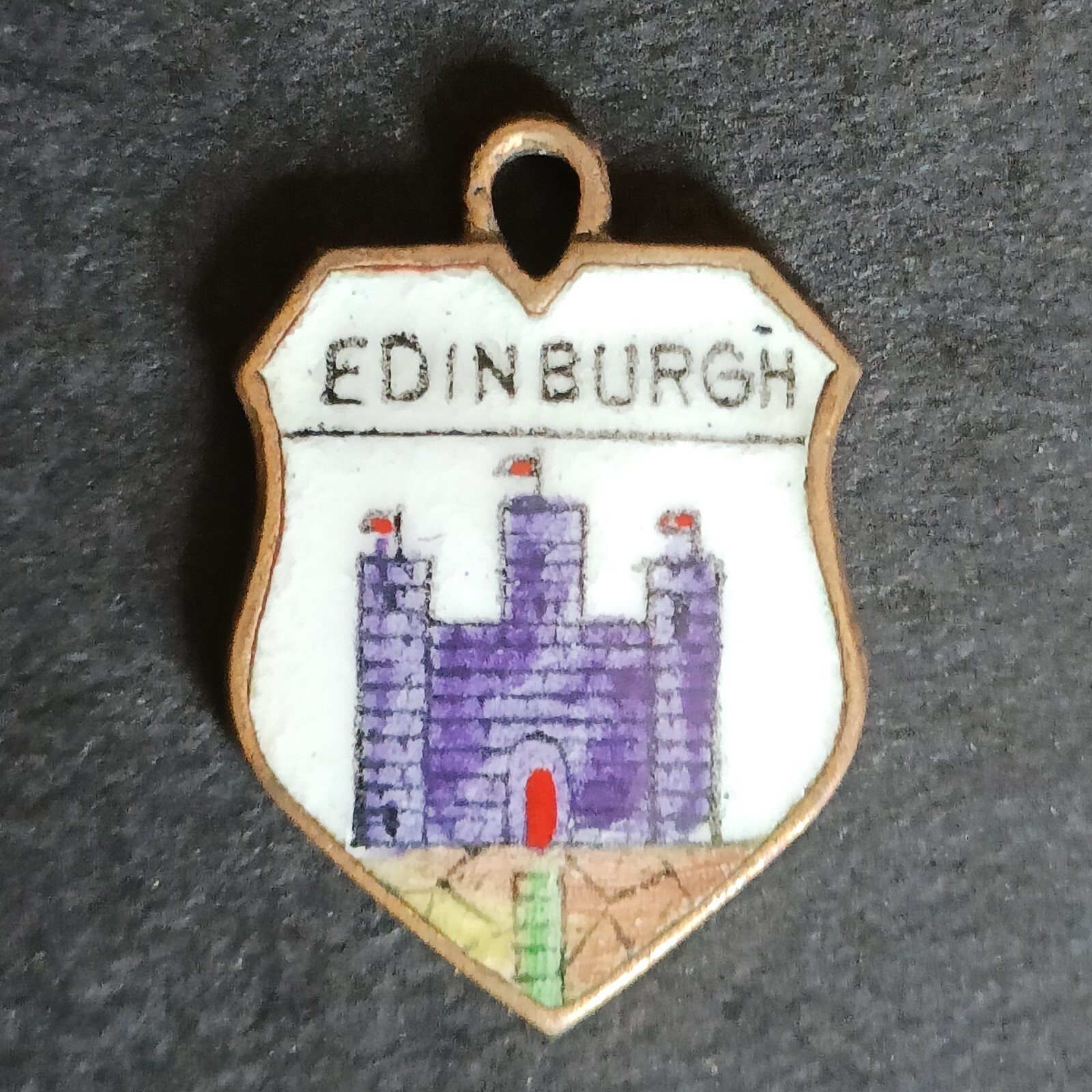 EDINBURGH Scotland vintage base metal and enamel trav… - Gem