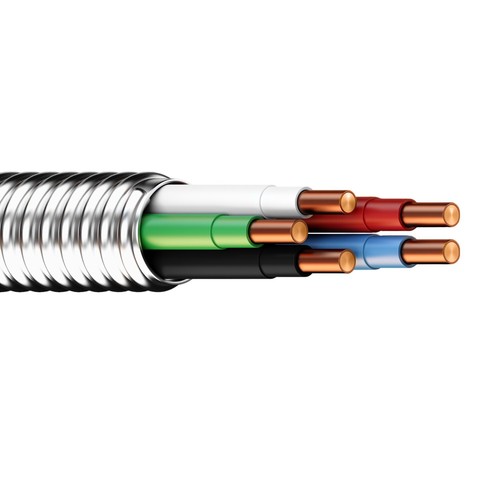50' 10/4 Type MC Solid Copper Metal Clad Cable Aluminum Armored 600V | eBay