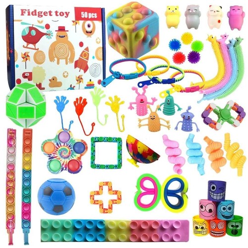 50 Psc Sensory Fidget Toys Push Pop Sensory Fidget Box Bundle for ...