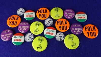 Vintage Lot Of 1960's Hippie Anti War Protest And Comic Pinback Buttons ...
