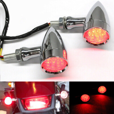 Chrome Motorcycle LED Turn Signal RED Light Brake Running Tail Light ...