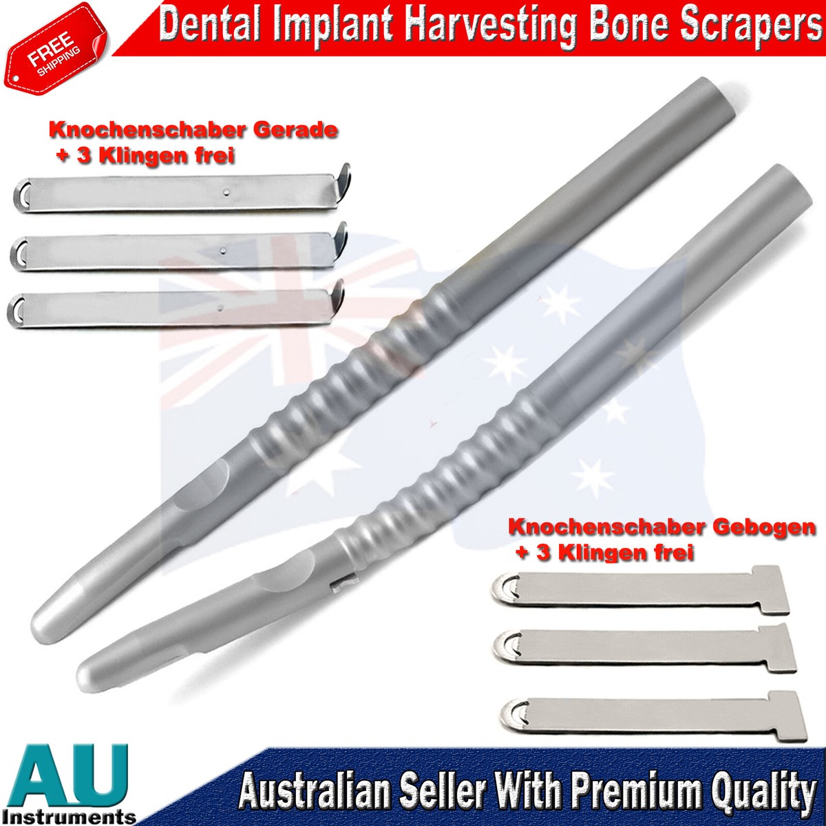 Bone Harvester Dental Bone Scraper Hand Held Curved Implant Harvester
