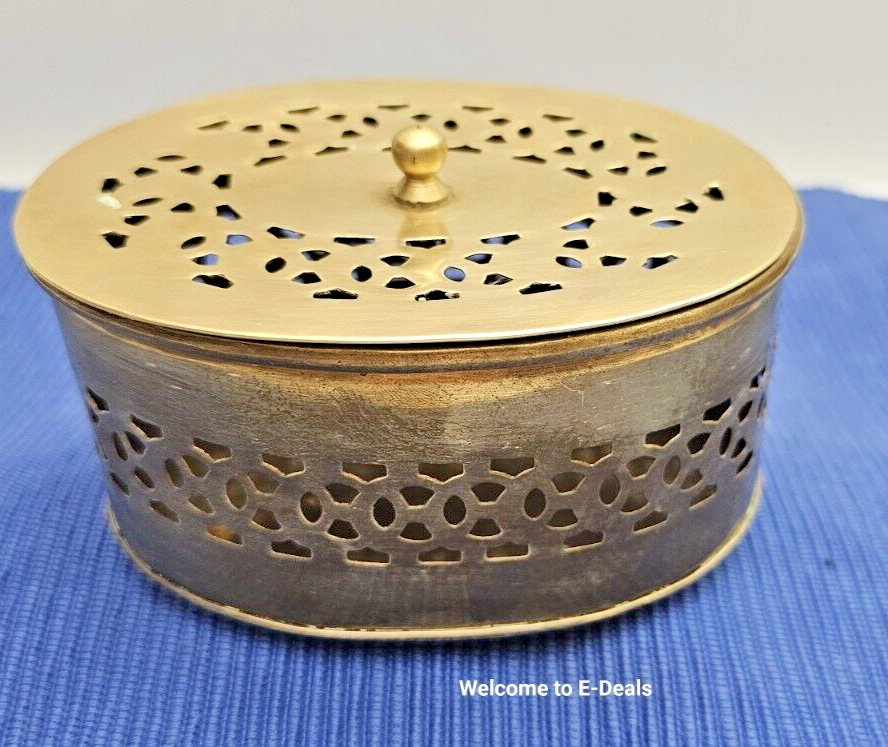 Vintage Brass Cricket Box Made in India Trinket Box Incense Container ...
