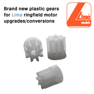 3 x Replacement 8 Tooth Plastic Gear for Lima Ringfield CD or Can Motor ...