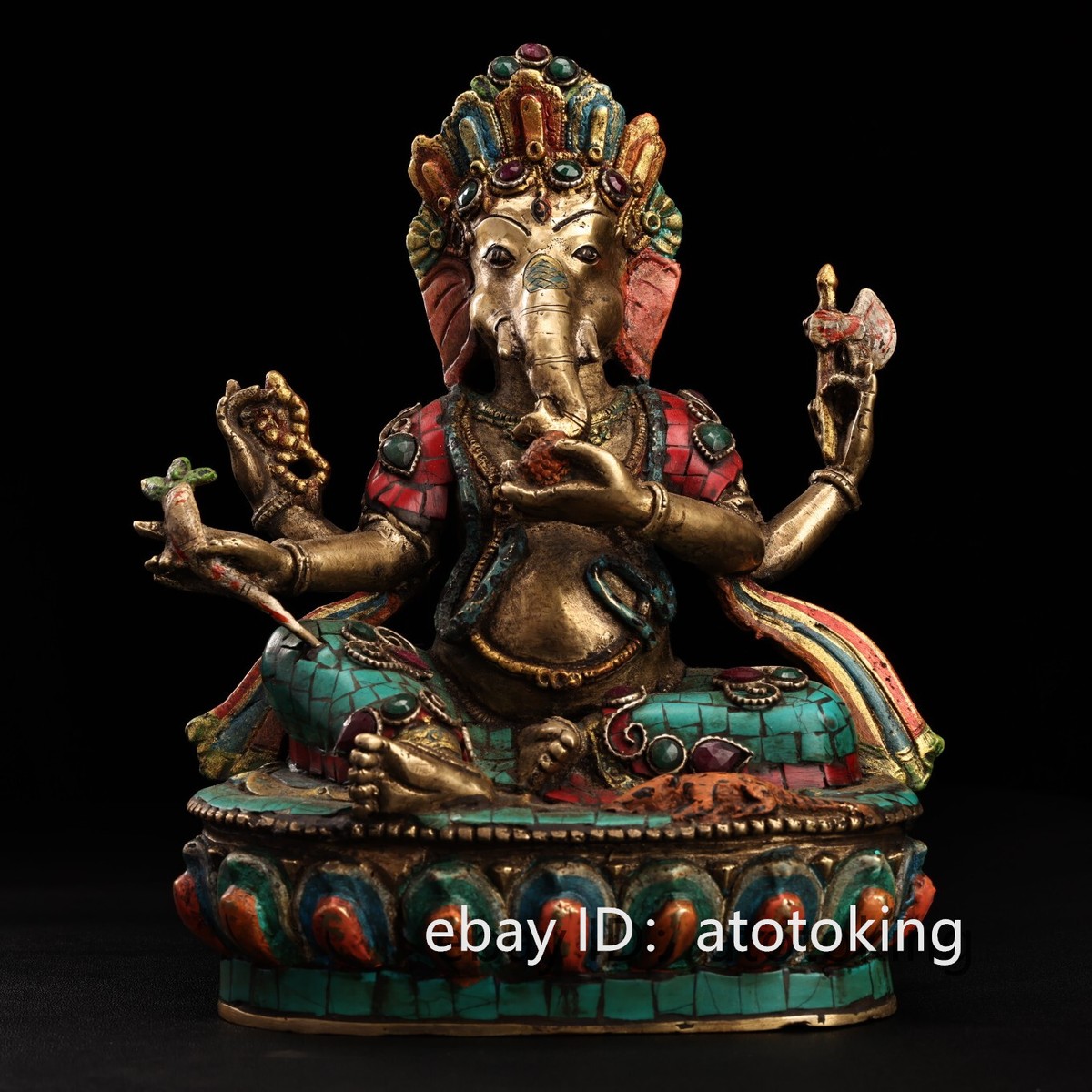Tibetan God With Elephant Trunk And Sword Gift Figure