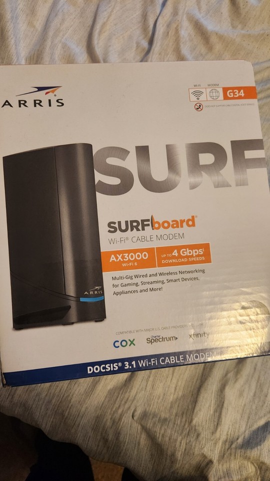 ARRIS Surfboard G34 DOCSIS 3.1 Gigabit Cable Modem & AX3000 Wi-Fi 6 ...