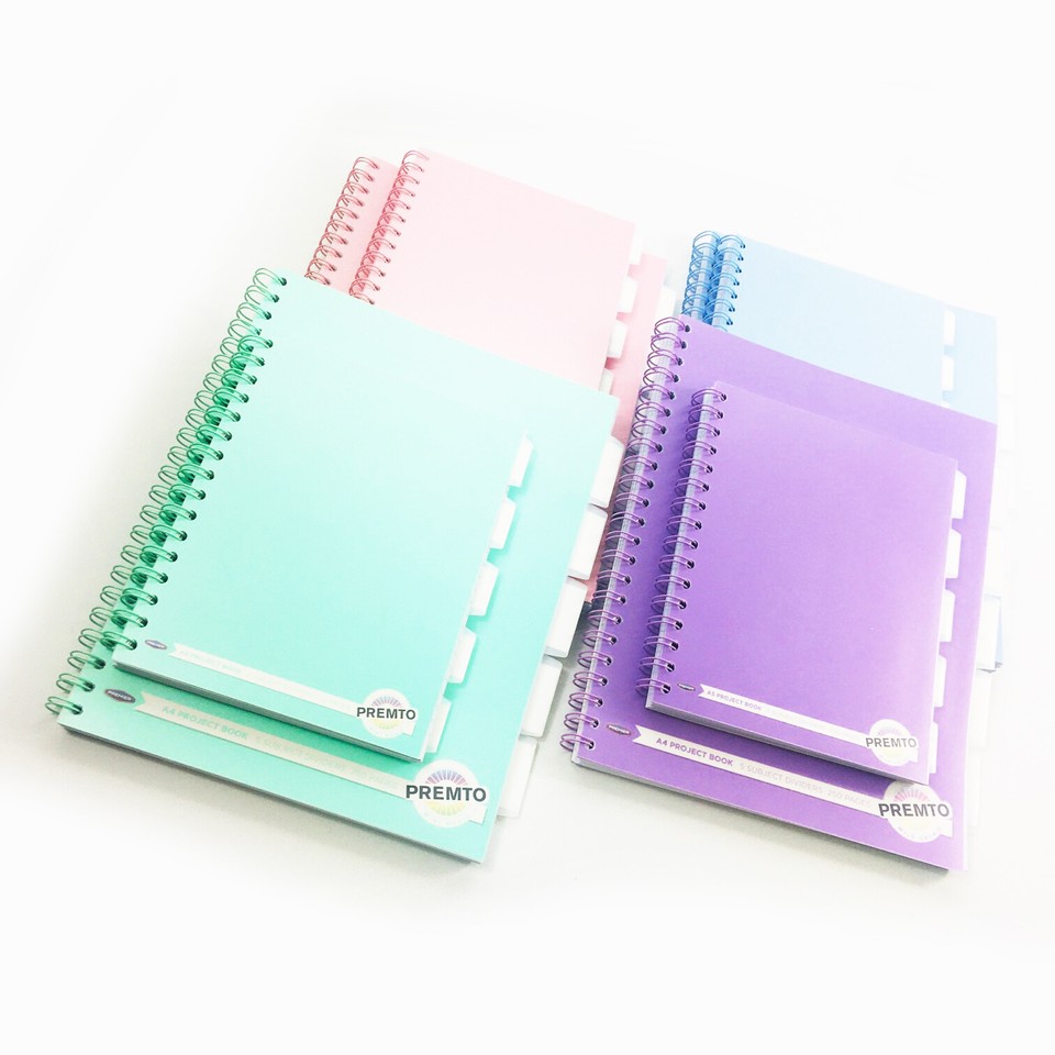 A4/A5 Project Book Spiral Notebook 250Pages 5 Subject Dividers Pad ...
