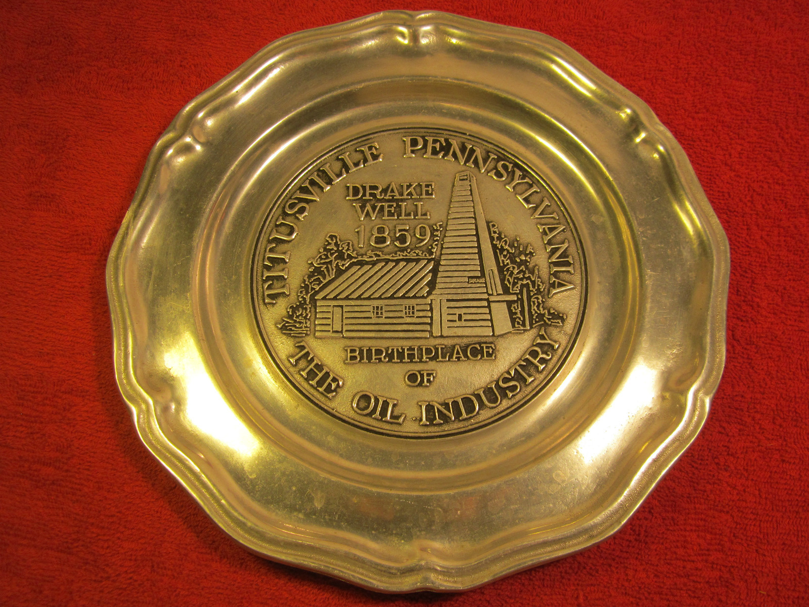 10.5" Pewter Collector Plate DRAKE WELL 1859 Titusville Pennsylvania ...