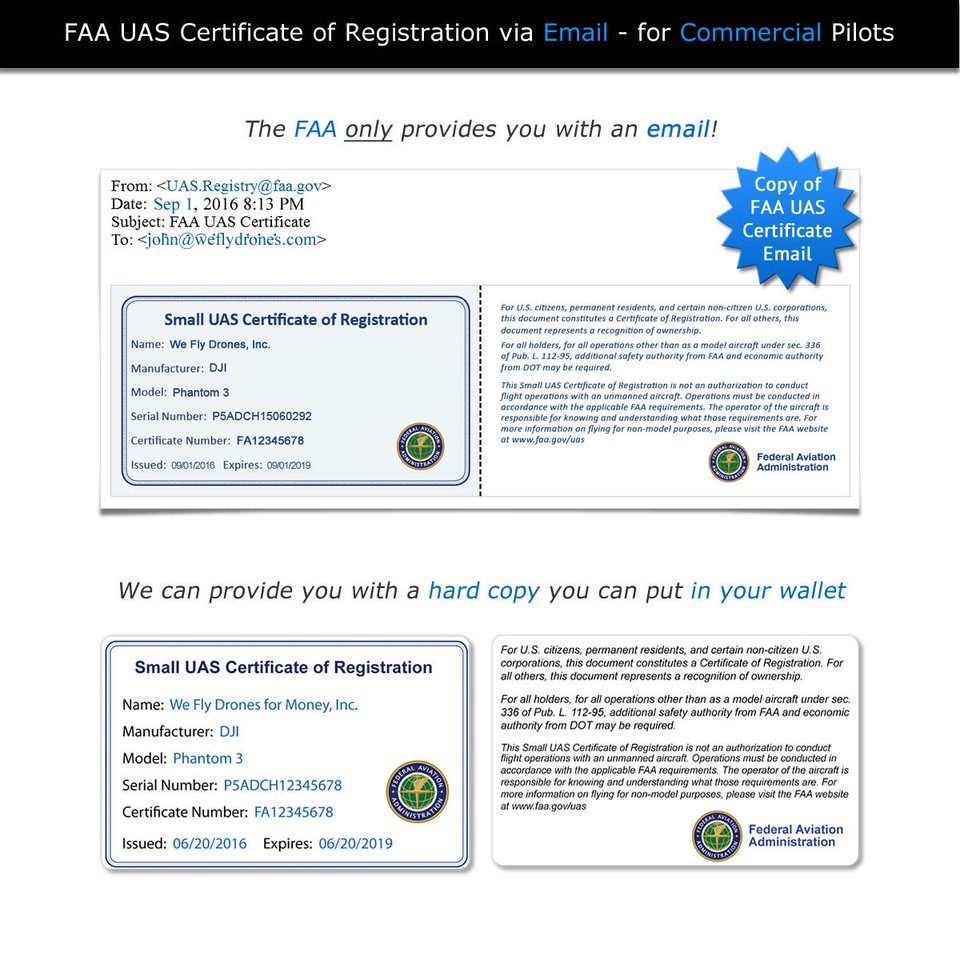 Drone Stickers + FAA UAS Registration Certificate ID Card - Part 107 ...