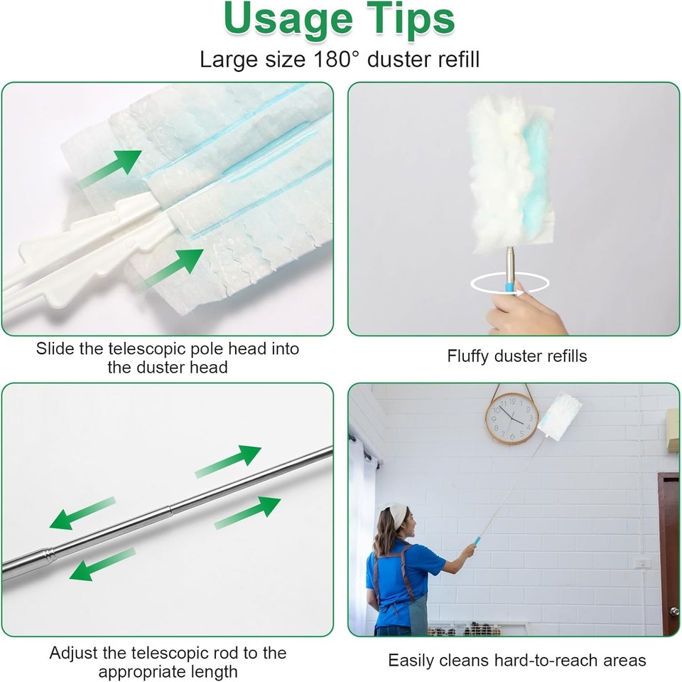 180° Microfiber Dusters Heavy Duty 20 Pack Telescopic Handle for Home ...