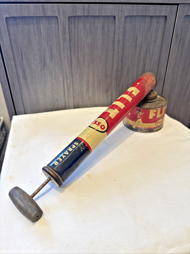 VINTAGE! Esso Flit Sprayer Oil Bug Manual Pump Rare Tin Metal Empty ...