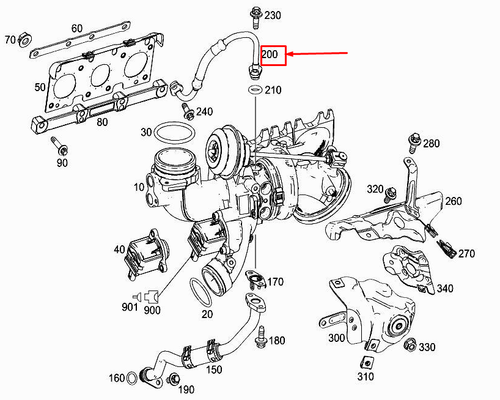 MERCEDES-BENZ C Coupe C205 RH Turbocharger Oil Feed Line A2760900477 ...