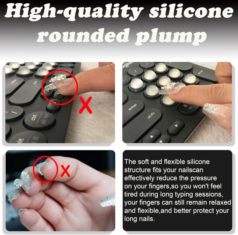 Keyboard Stickers for Long Nails Protector Raised 128 PCS ...