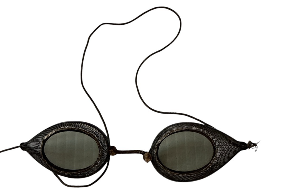 Antique artillery civil war goggles Gray Lens Wire mesh safety railroad ...