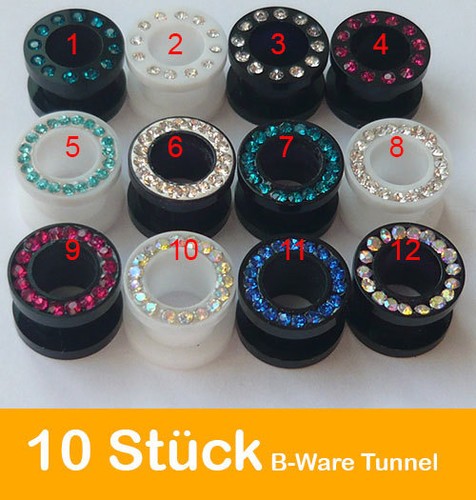 SET Flesh Tunnel Piercing Zirkonia Strass Steine Kristall VKK | eBay