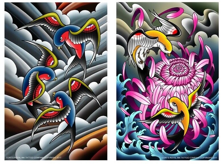 "8 traditional Birds" Tattoo Flash,11x17 New for 2018 | eBay