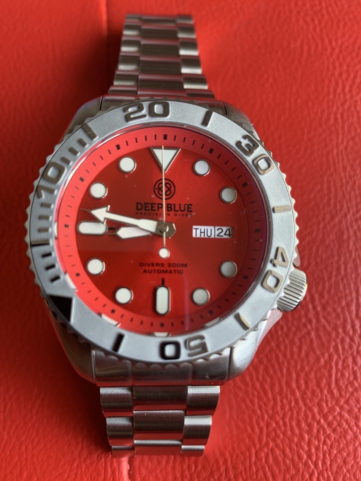 Deep Blue Automatic Precision Diver Watch Limited Edition , Red Face ...