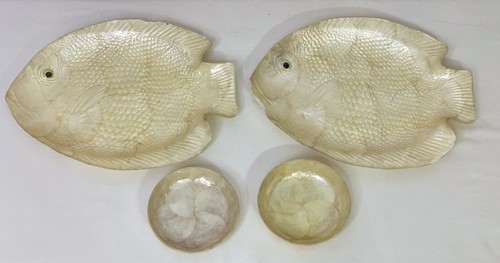 Set of 4 Shellman Capiz Shell South Pacific Collectible Fish Plate ...