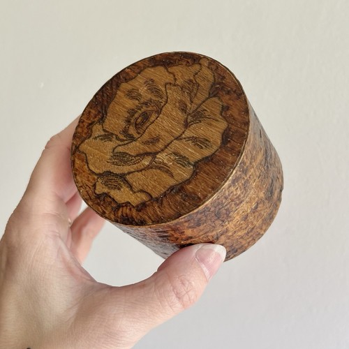 Antique wood & silk pyrography jewelry box Mount Washington Hotel NH ...