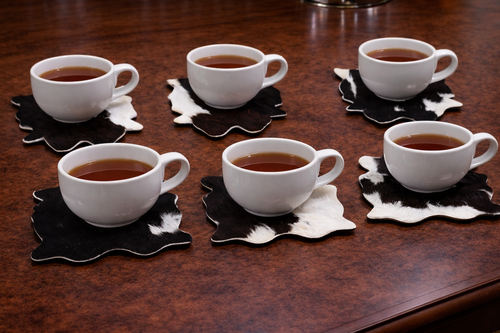 Luxury Handmade Tea Coaster Real Cowhide Leather Set of 6 Coffee Cup ...