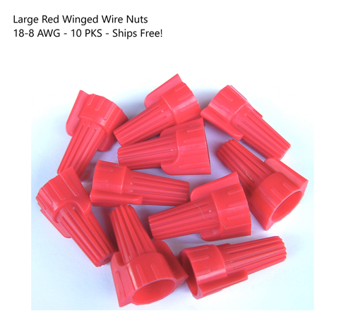 Large Red Winged Wire Nut Connectors #18-8 AWG 10PK (Bulk Pack) Free ...