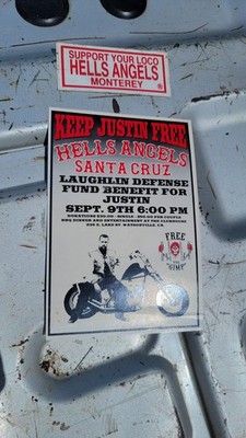 RARE Santa Cruz Hells Angels Original Defense Fund Hand Bill & Sticker ...