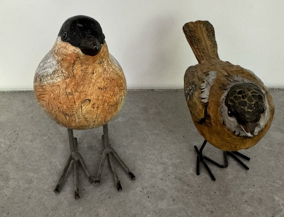 Resin Small 4 Inch Birds Lot of 2 Wood Carved Look Metal Feet Pair | eBay