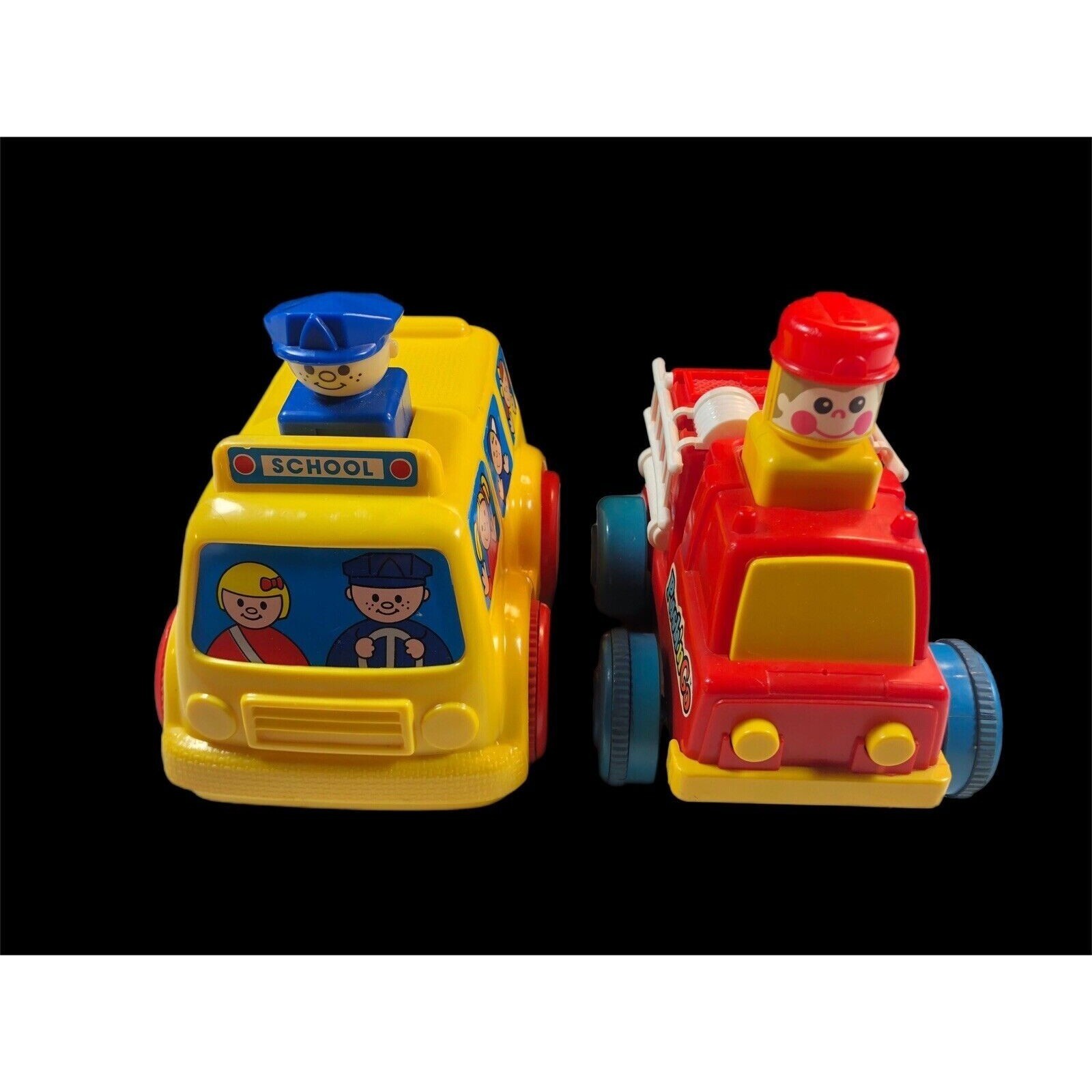 1989 Shelcore School Bus With Push Down Driver Tomy Fire Truck Lot Of 2 ...