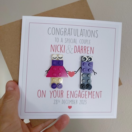 Personalised LEGO person Engagement Married Card brick Congratulations ...