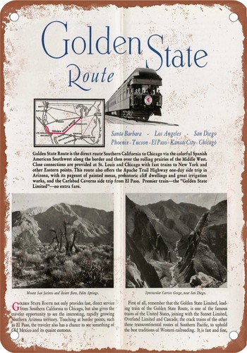 METAL SIGN - 1931 Southern Pacific Golden State Route - Vintage Rusty ...