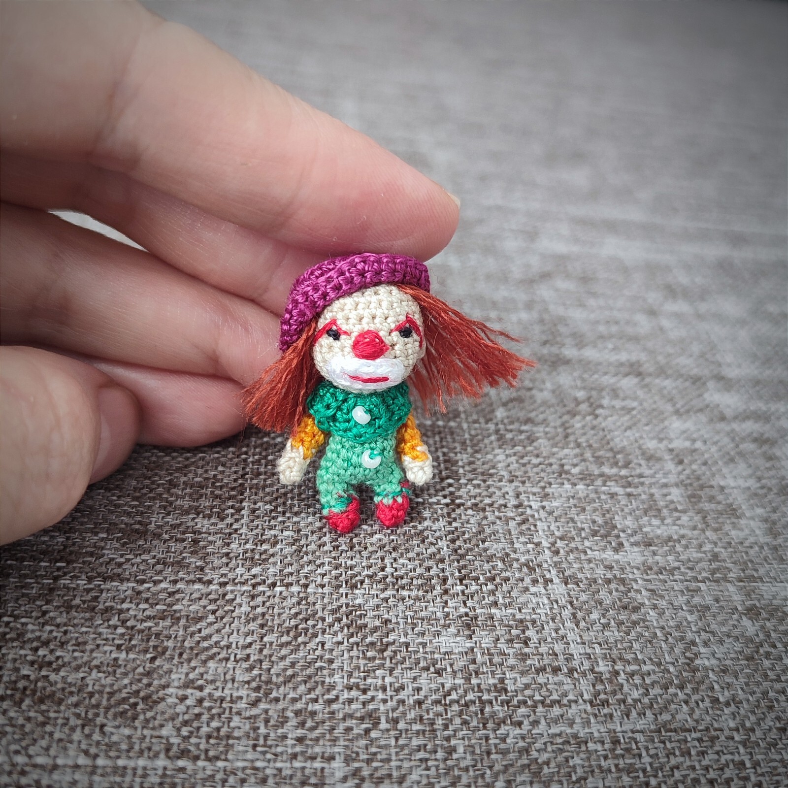 Dollhouse miniature clown crochet. Micro clown handmade. Miniature ...