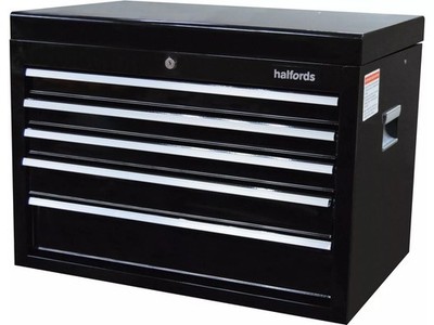 Halfords 5 Drawer Tool Top Storage Chest Max 100kg Black (Dents/Missing ...