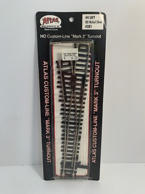 Atlas HO Scale Code 100 Custom Line Left Hand #4 Turnout #281 | eBay